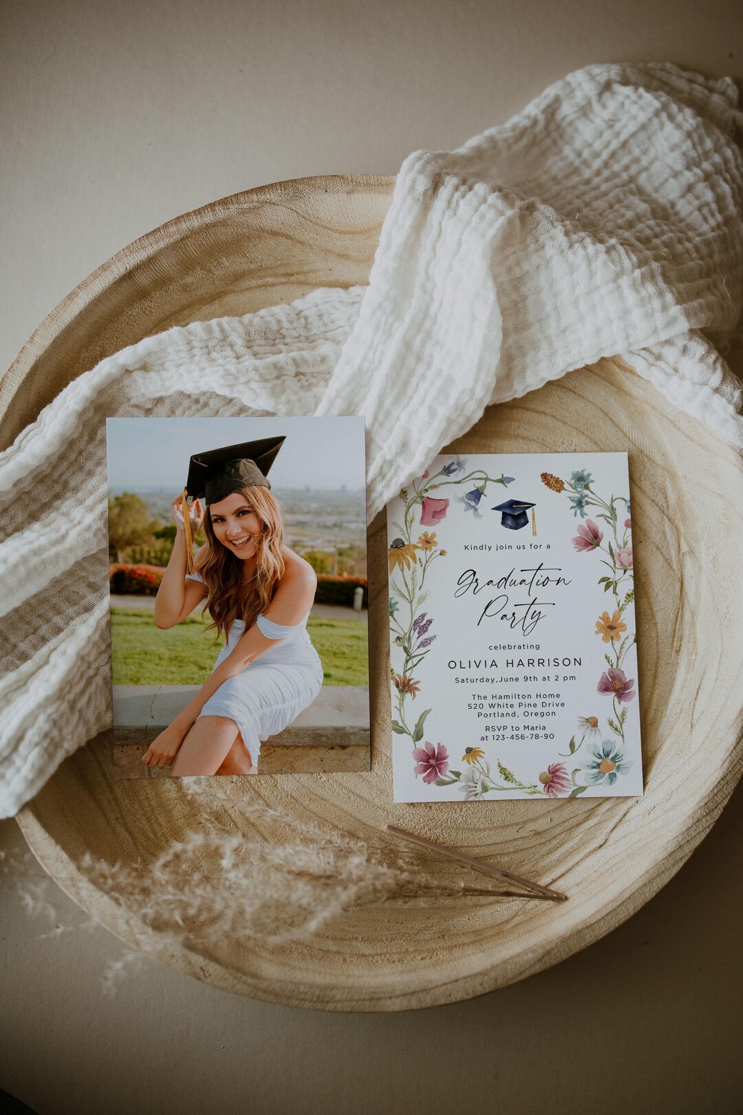 Wildflower Graduation Invitation, Wildflower Graduation Announcement ...
