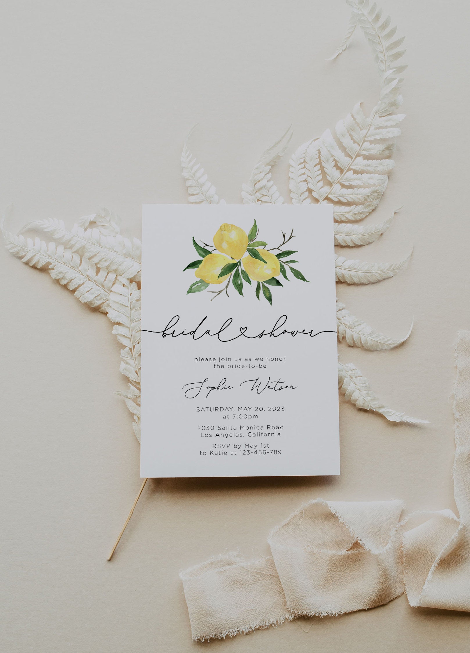 Lemon Bridal Shower Invitation Instant Download Bridal Shower - Etsy