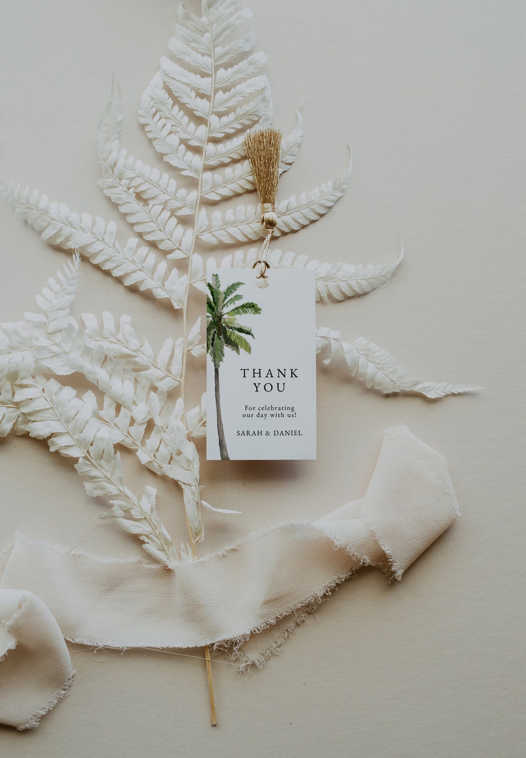 Palm Tree Thank You Tag Template, Tropical Favor Tag Printable, Beach ...