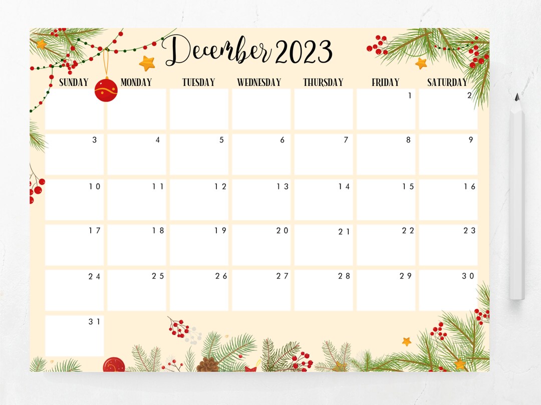 Bewerkbare kalender december 2023 Afdrukbare kalender - Etsy Nederland
