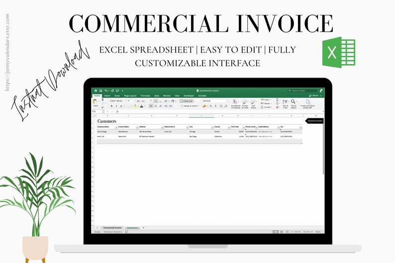 Commercial Invoice Spreadsheet Excel Invoice Template Business Template ...