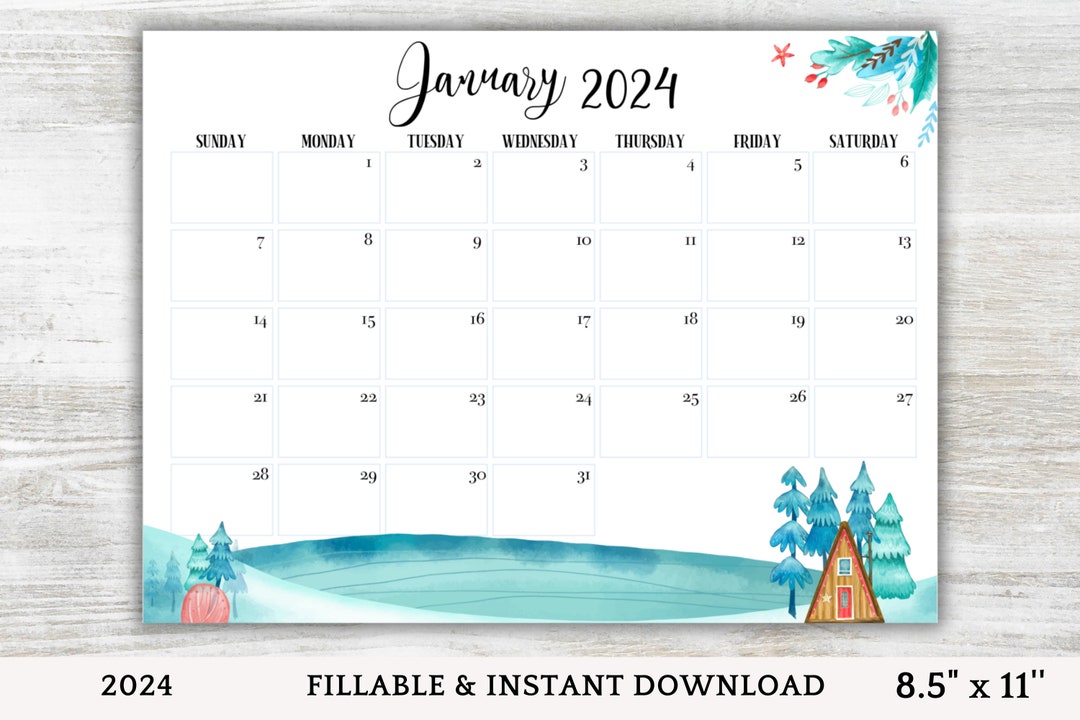Editable January 2024 Calendar Printable Calendar Fillable Editable ...