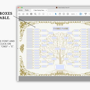 Customizable 7 Gen Family Tree PDF - Personalized Genealogy Printable ...
