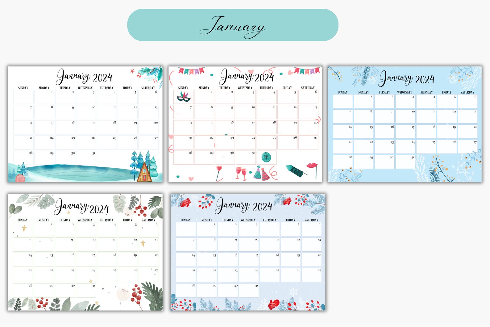 Editable & Printable 2024 Calendar | January to December 2024 ...