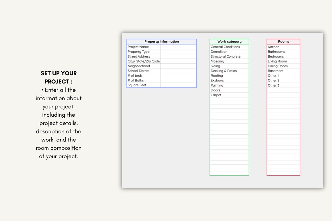 Comprehensive Real Estate House Flipping Rehab Spreadsheet - Calculate ...