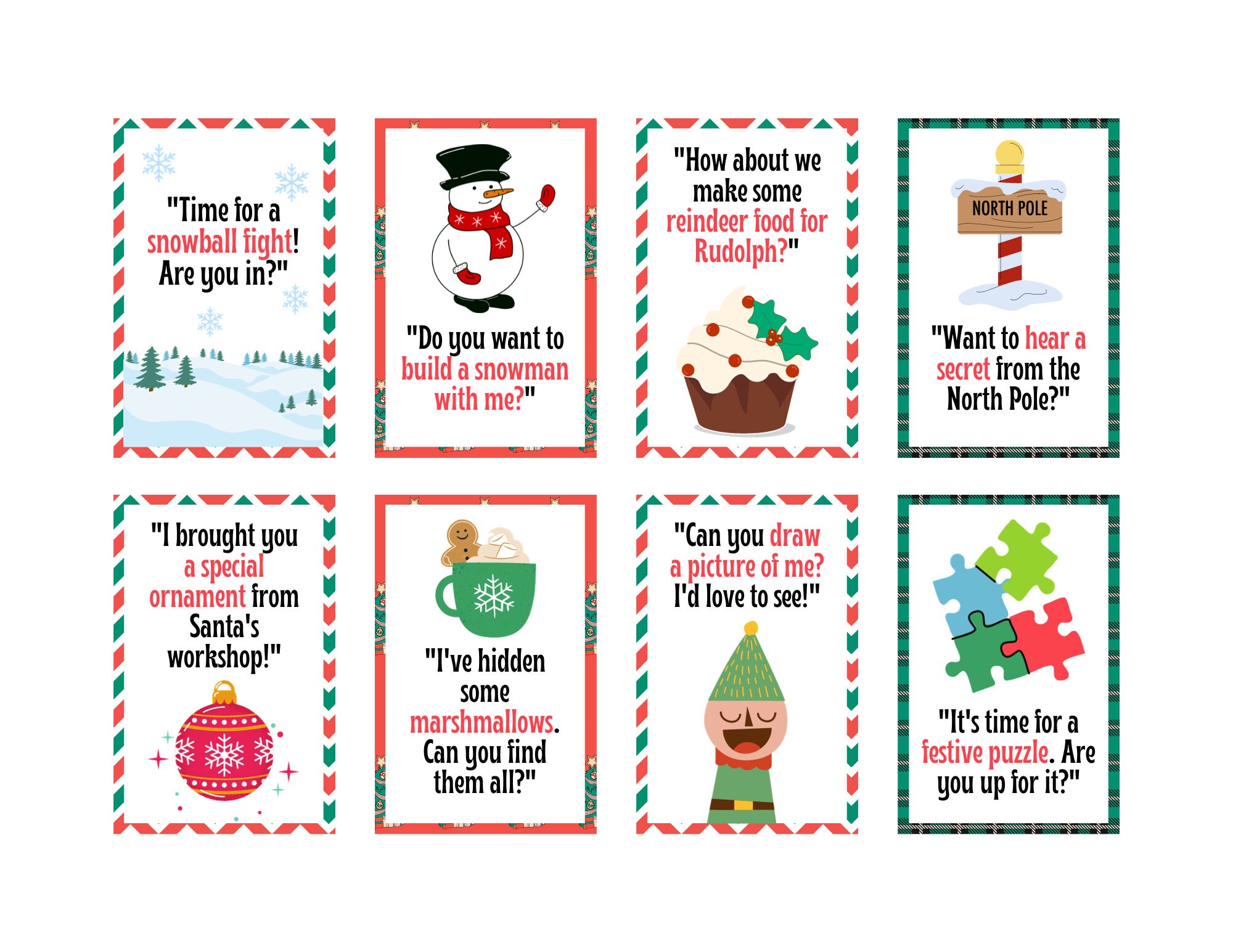 Elf on the Shelf Elf Notes Christmas Elf Cards Christmas Cards 2023 Elf ...