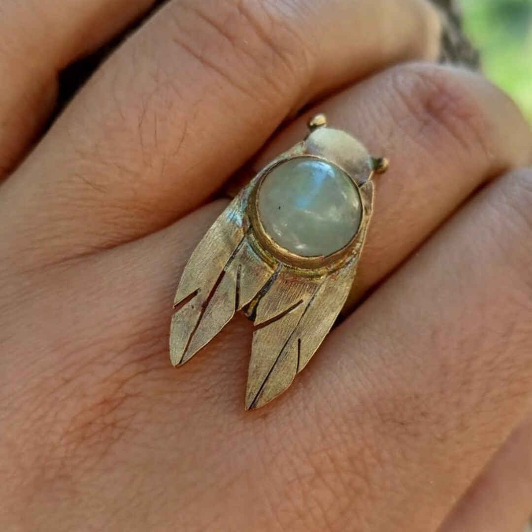 Adjustable Cicada Ring, Adjustable Brass Ring With Hard Stone ...