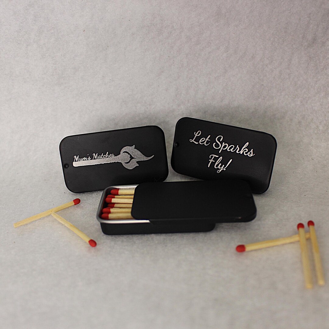 Pocket Matches Match Stick Box Small Black Tin Customise Personalise ...