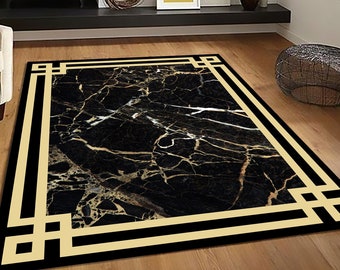 Gold Black Area Rug - Etsy