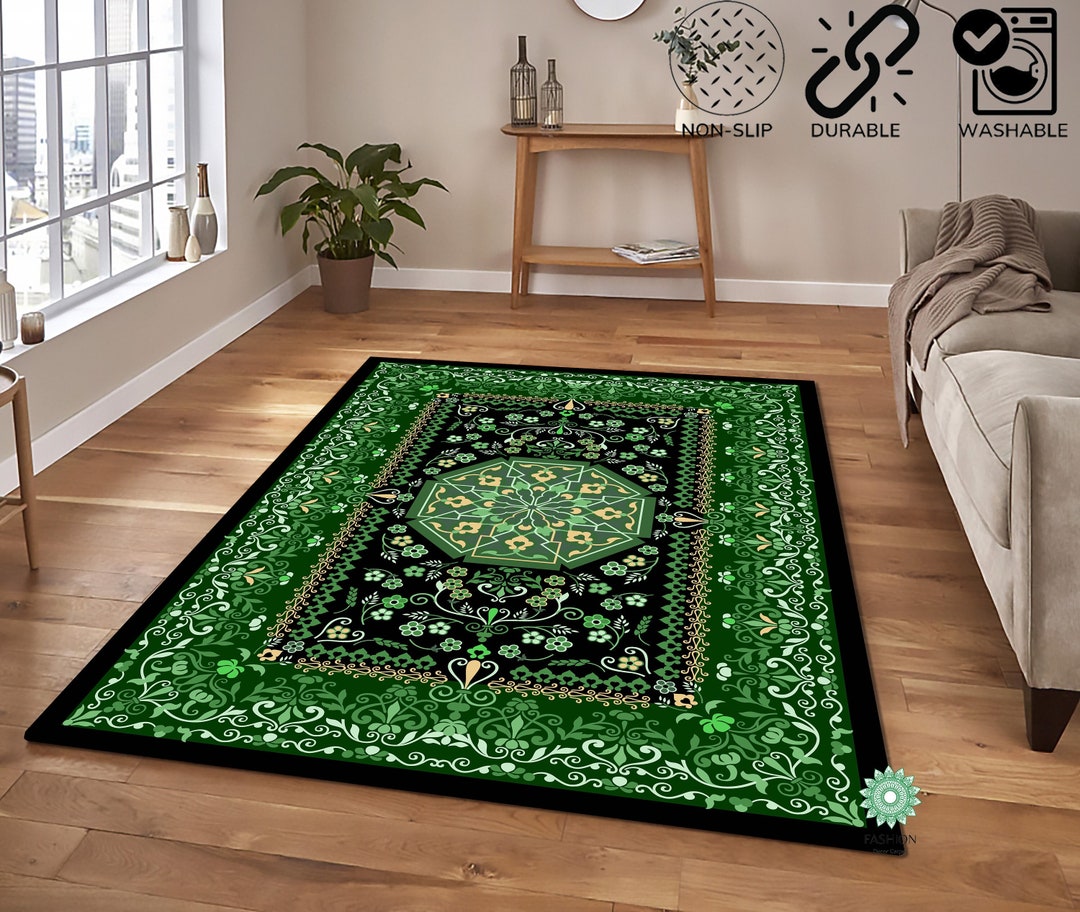 Green Floral Motif Oriental Persian Rugfloral Pattern Modern - Etsy