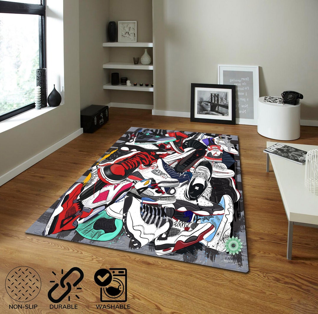 Sneakers Ruggraffiti Rugpopular Rug for Homeair Jordan - Etsy