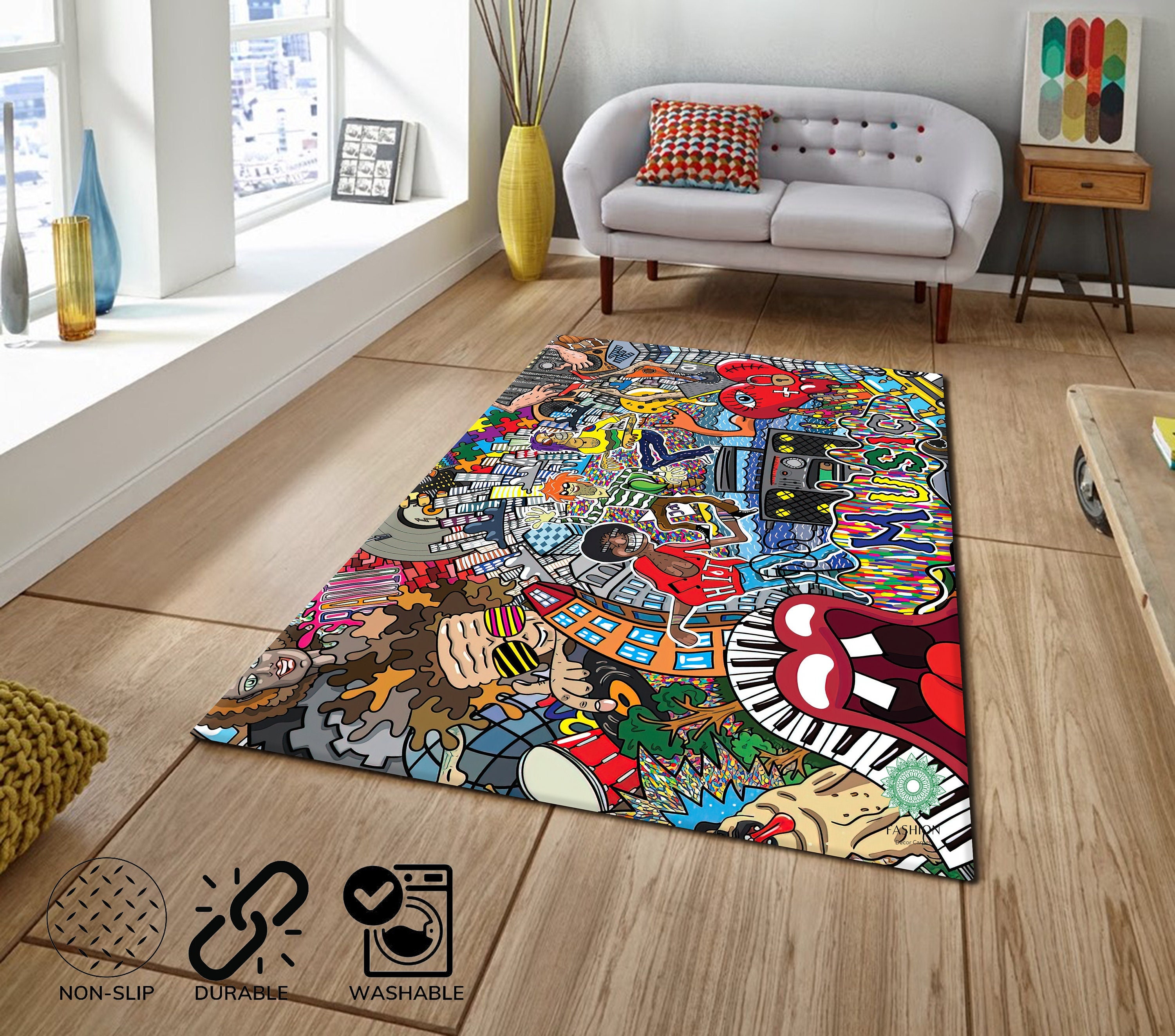 Graffiti Rug Carpet Graffiti Patterned Rug Custom Rug - Etsy