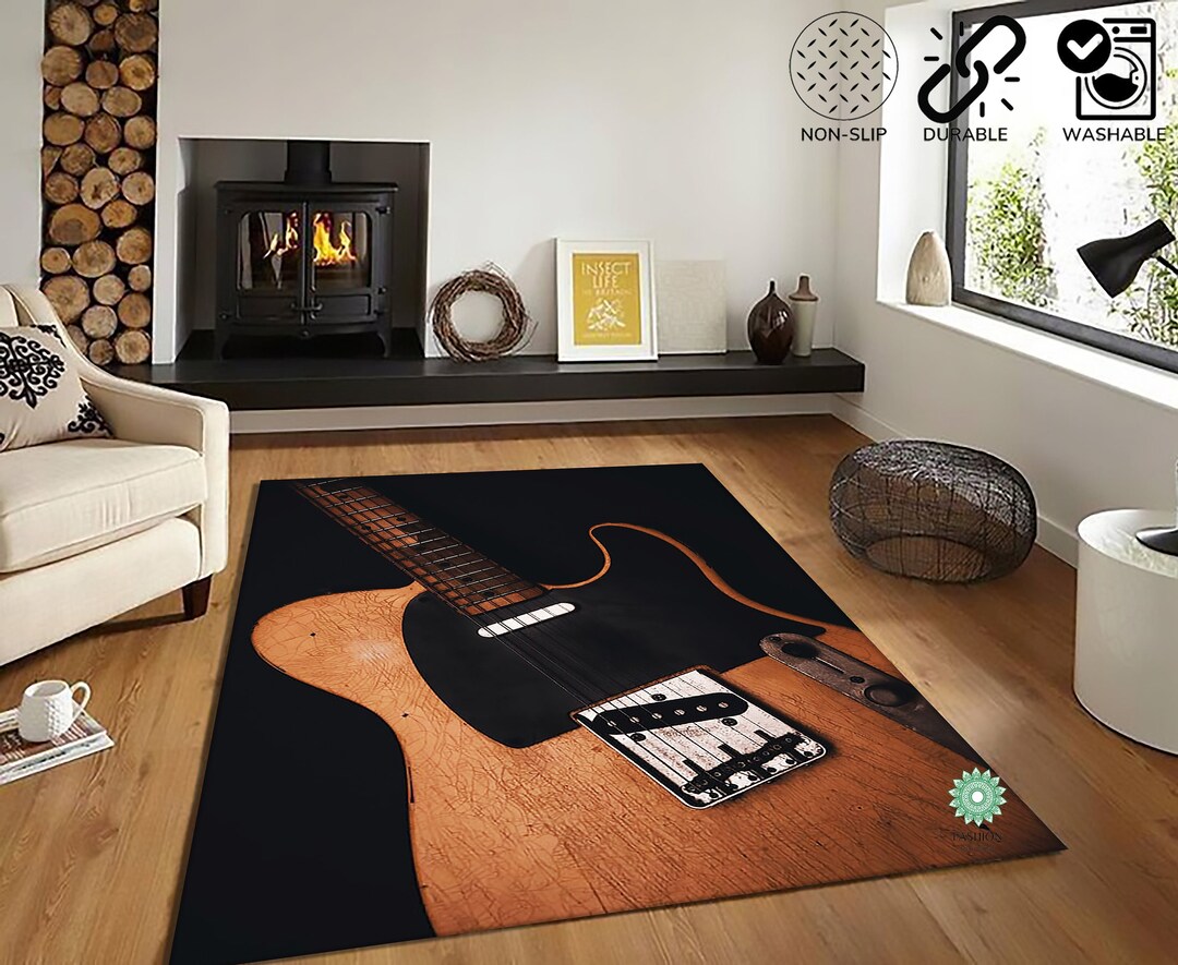 Guitar Rugelectro Guitar Print Rugmusic Design Rugguitar - Etsy