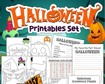 Halloween Worksheet Bundle. Word Scramble. Crossword Puzzle. - Etsy