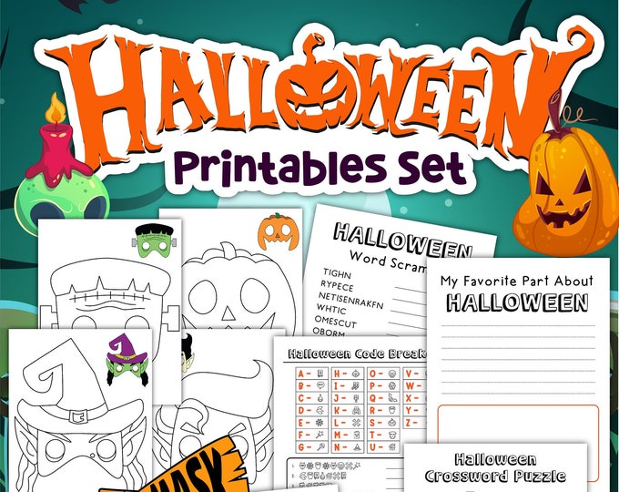 Halloween Worksheet Bundle. Word Scramble. Crossword Puzzle. - Etsy