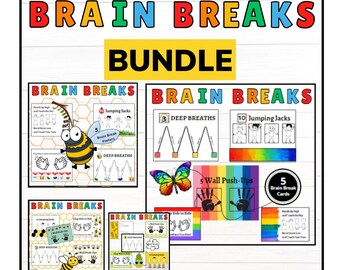 Brain Break Cards. Rainbow Theme. 5 Structured Fitness Posters for Kids ...