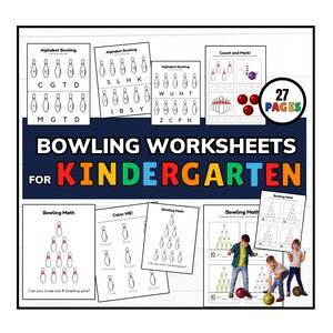 Bowling Themed Kindergarten Math Review. Counting Worksheets, Coloring ...