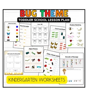 Bug Theme Education Activities. Kindergarten Worksheets With Different ...