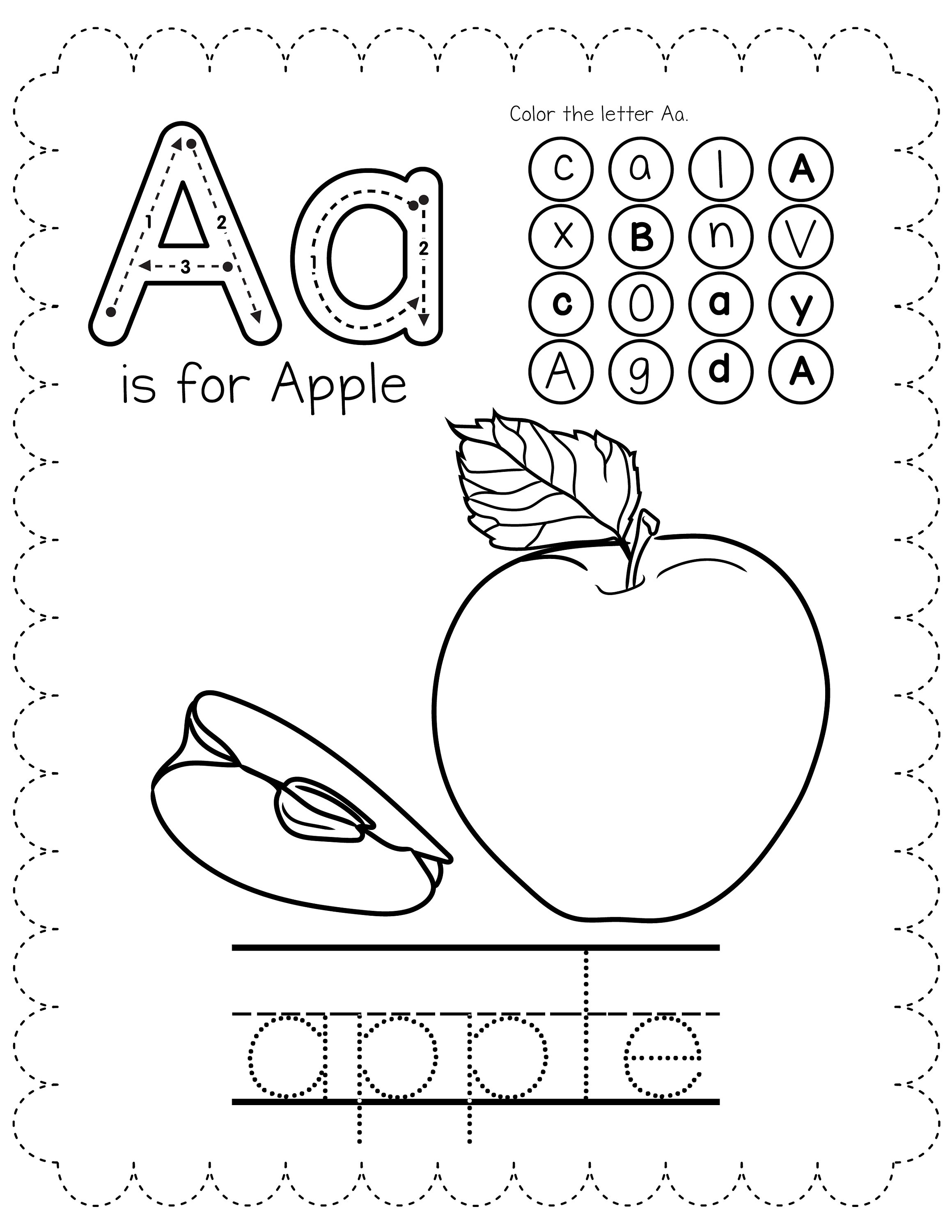 Back to School Alphabet Worksheets. Color the Picture. Look For, Trace ...