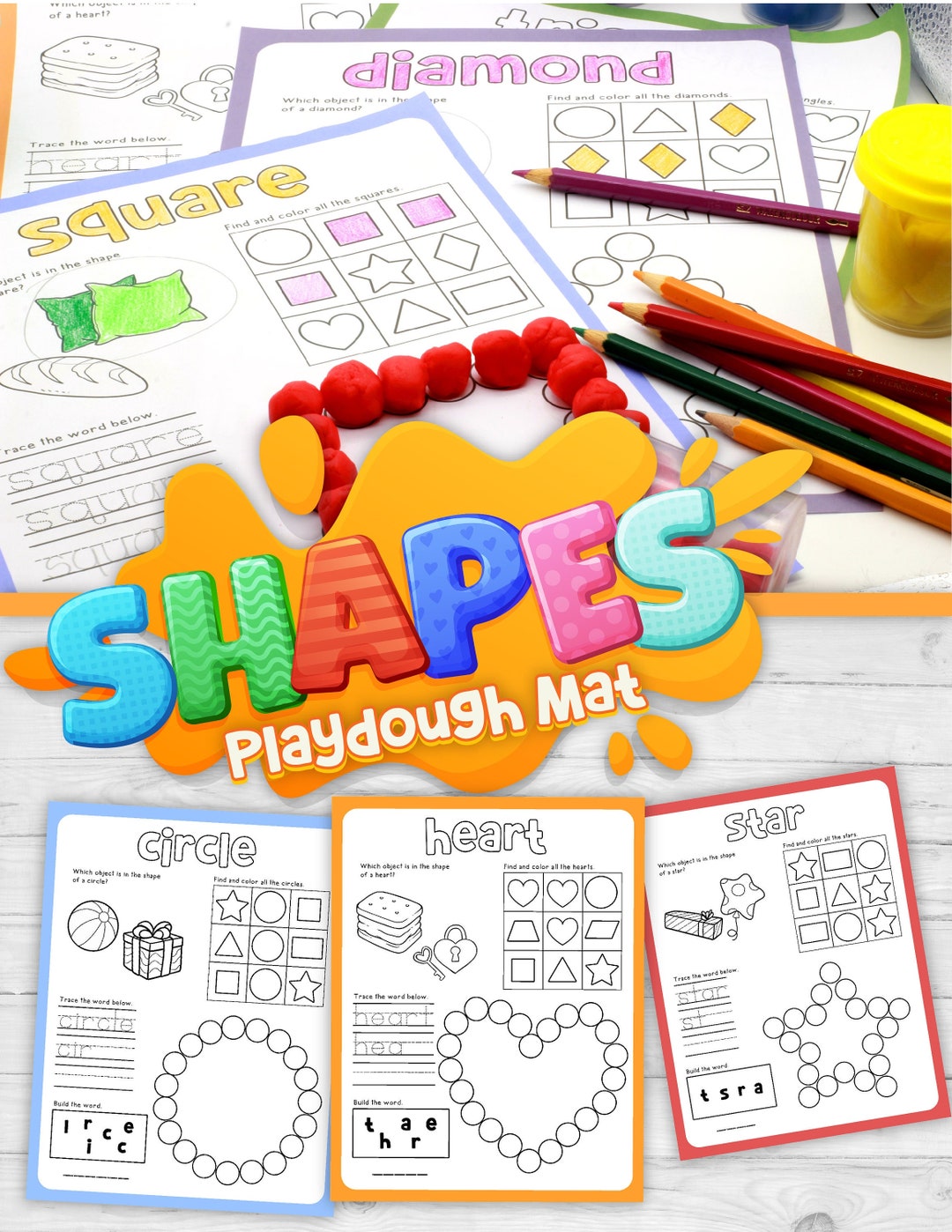Learning Shapes With Play Doh Mats. Shape Recognition With Hands on ...