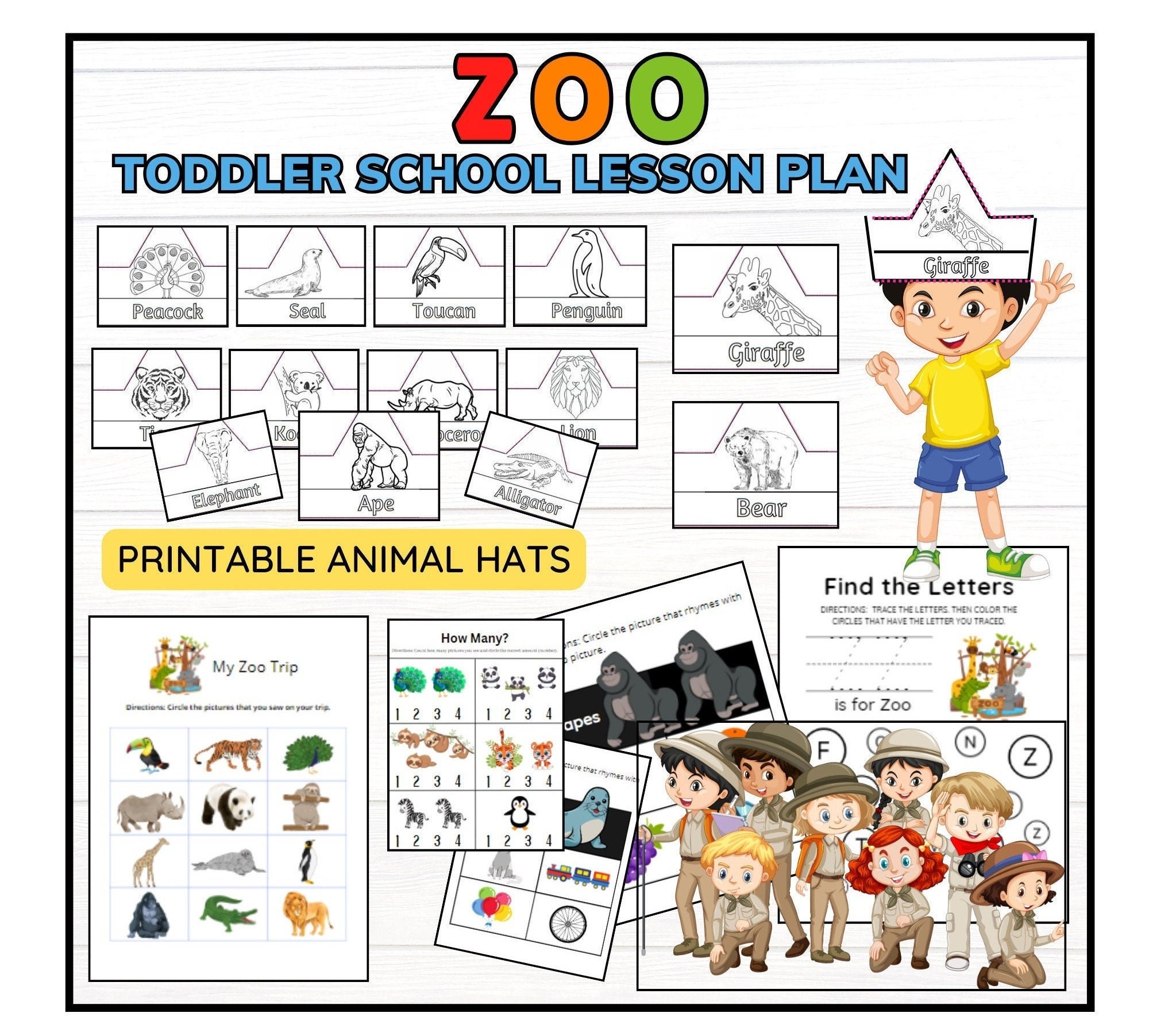 Zoo Toddler Activities. Printable Hats for Your Zoo Pals. Printable ...