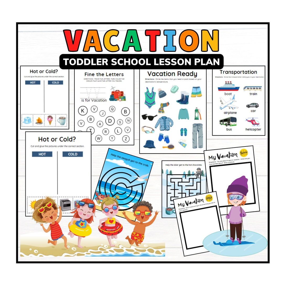 Vacation Toddler Activities. Printable Unit Study for Kids. Tot School ...