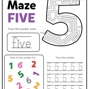 Maze of Numbers 0-10 Worksheet Bundle. Find, Trace, and Write the ...