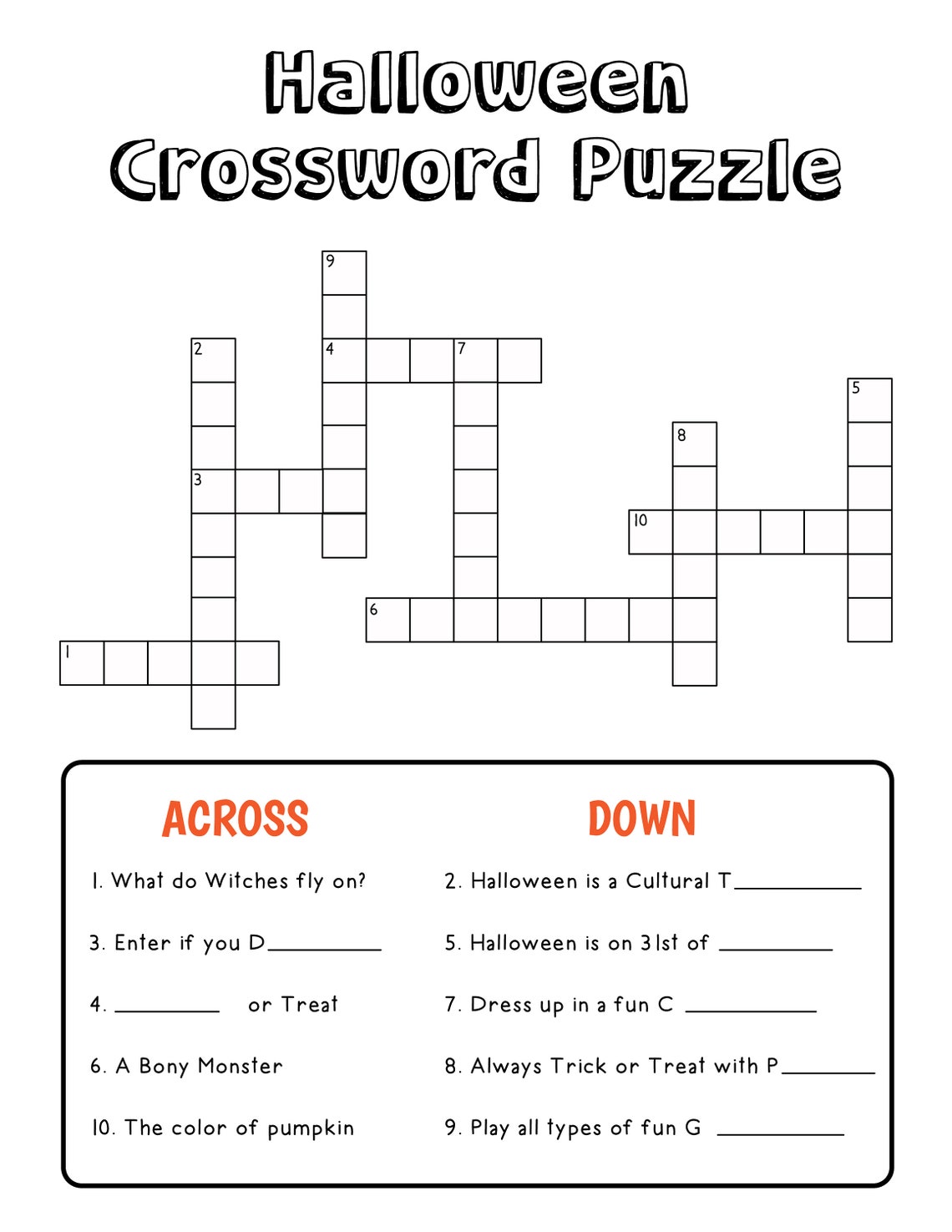 Halloween Worksheet Bundle. Word Scramble. Crossword Puzzle. - Etsy