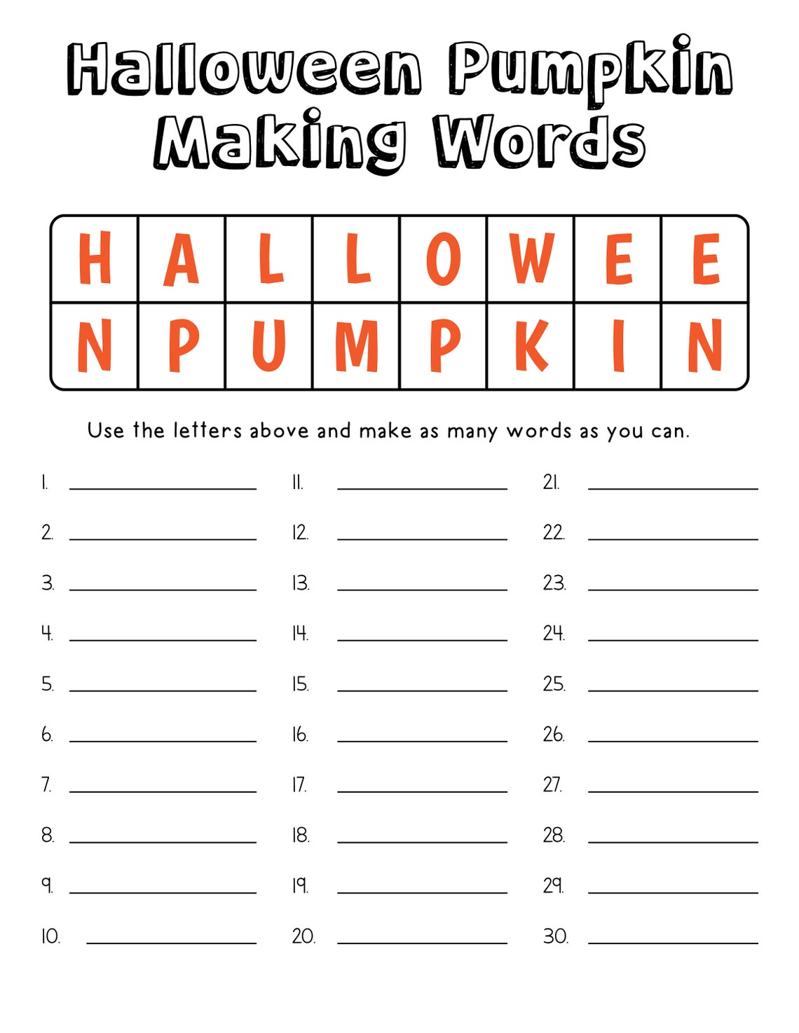Halloween Worksheet Bundle. Word Scramble. Crossword Puzzle. - Etsy