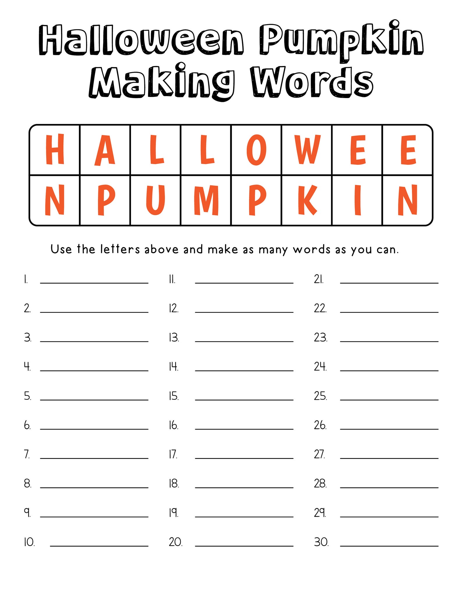 Halloween Worksheet Bundle. Word Scramble. Crossword Puzzle. - Etsy