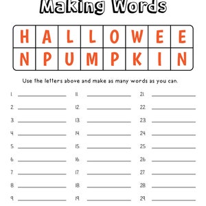 Halloween Worksheet Bundle. Word Scramble. Crossword Puzzle. - Etsy