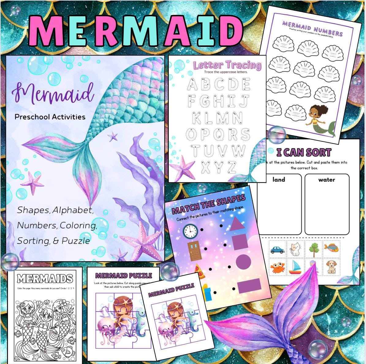 Mermaid Theme Worksheets and Activities for Toddlers and Preschoolers ...