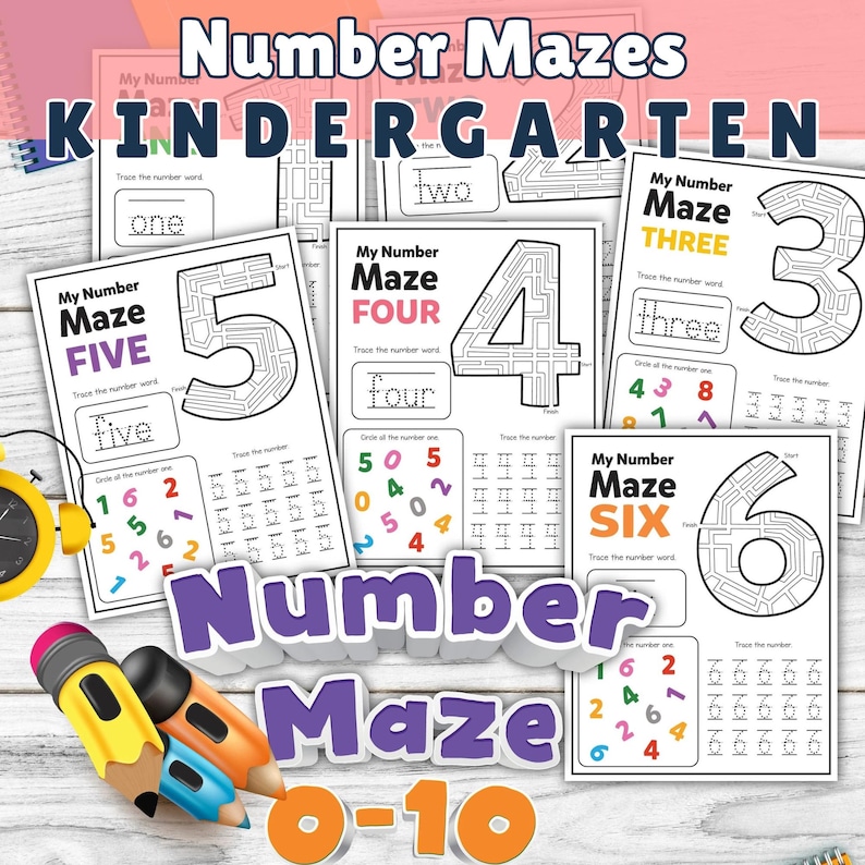 Maze of Numbers 0-10 Worksheet Bundle. Find, Trace, and Write the ...