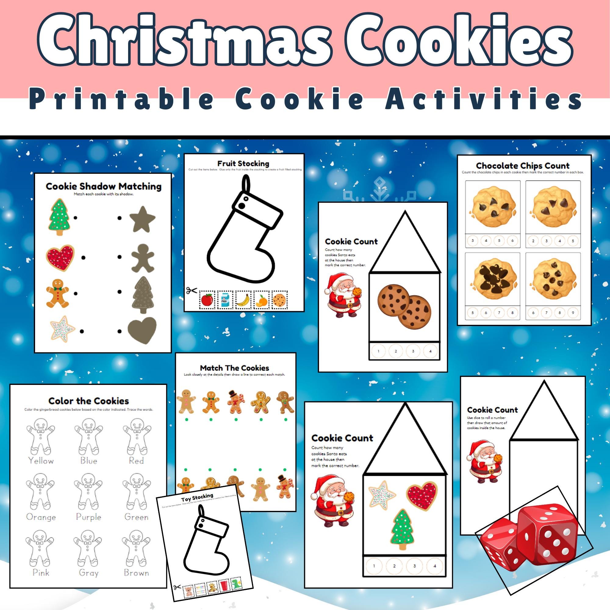 Christmas Cookies Coloring Pages for Your Little Reindeer - Etsy