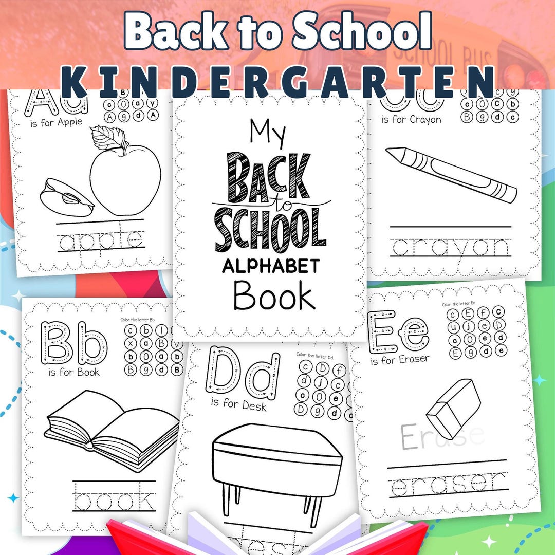 Back to School Alphabet Worksheets. Color the Picture. Look For, Trace ...