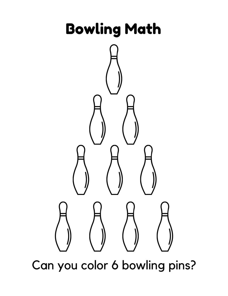 Bowling Themed Kindergarten Math Review. Counting Worksheets, Coloring ...
