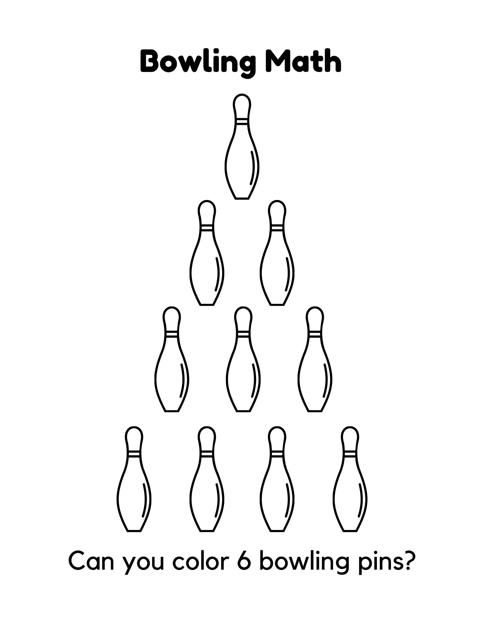 Bowling Themed Kindergarten Math Review. Counting Worksheets, Coloring ...