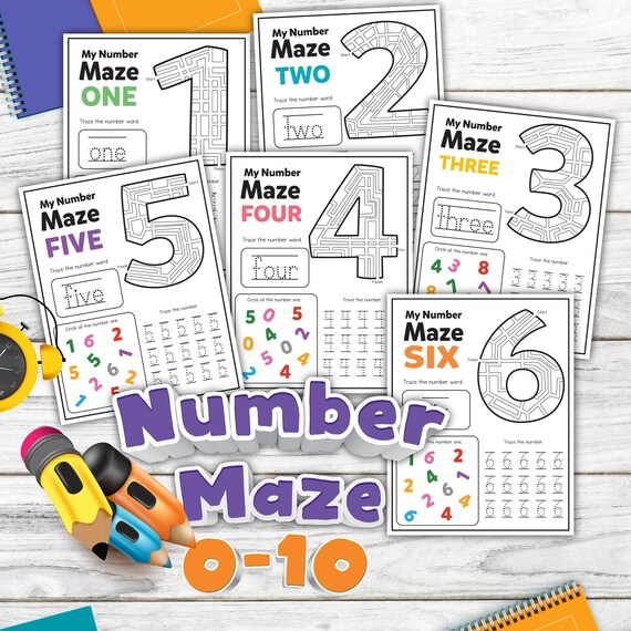 Maze of Numbers 0-10 Worksheet Bundle. Find Trace and Write - Etsy