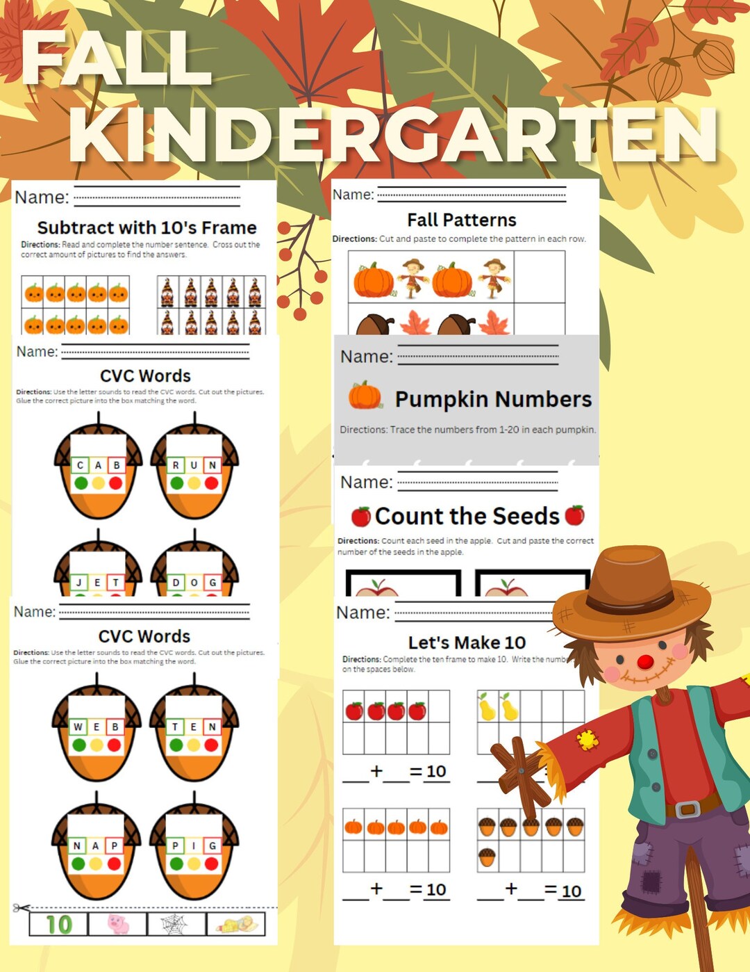 Kindergarten Tap Blend & Read. Learning to Read. Fall - Etsy