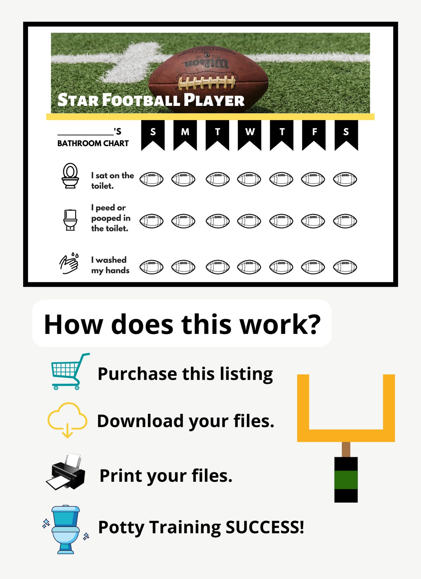 Potty Training. Potty Training Chart. Football Theme to Inspire ...