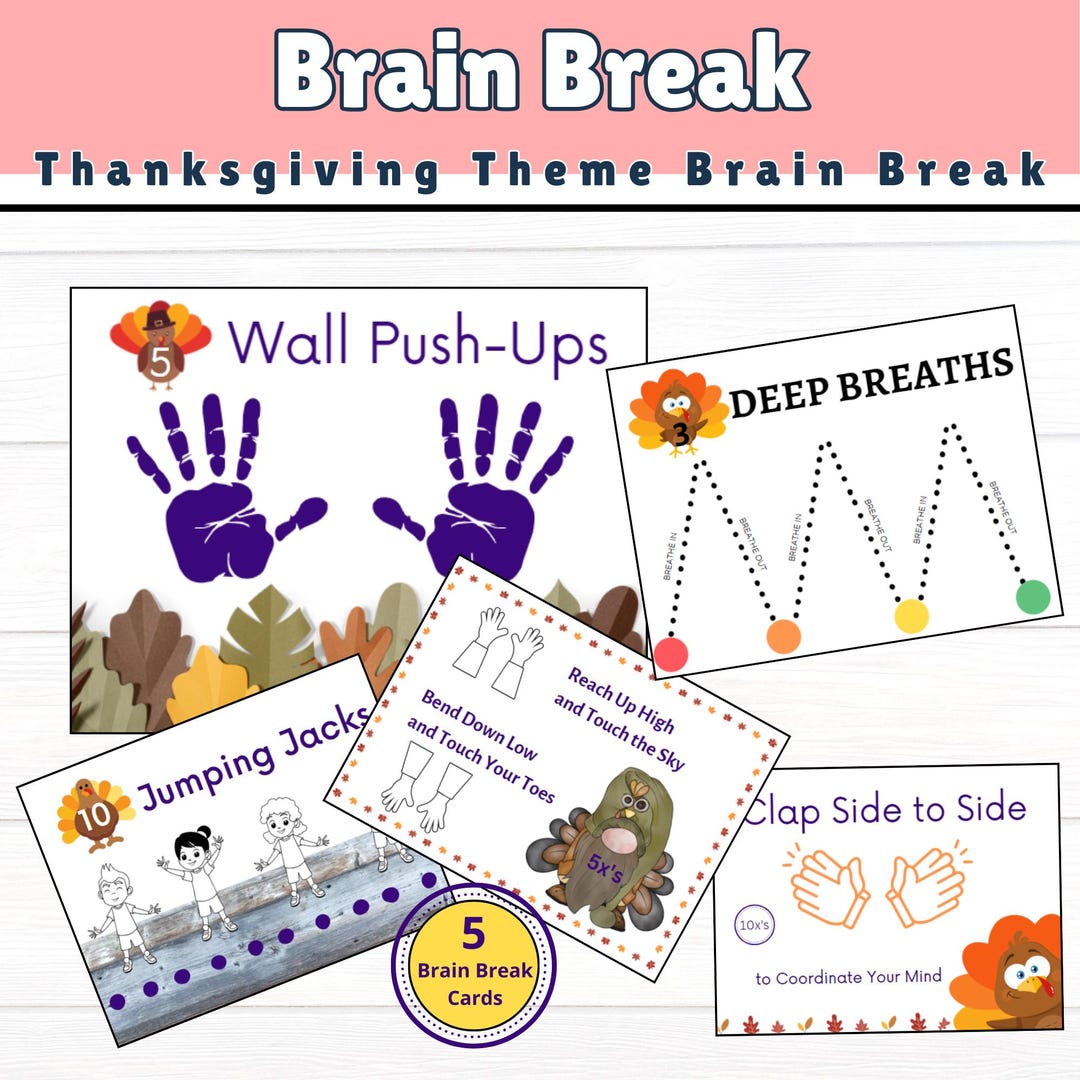 Brain Break Cards. Mental Health Kids Activity. 5 Structured Fitness ...