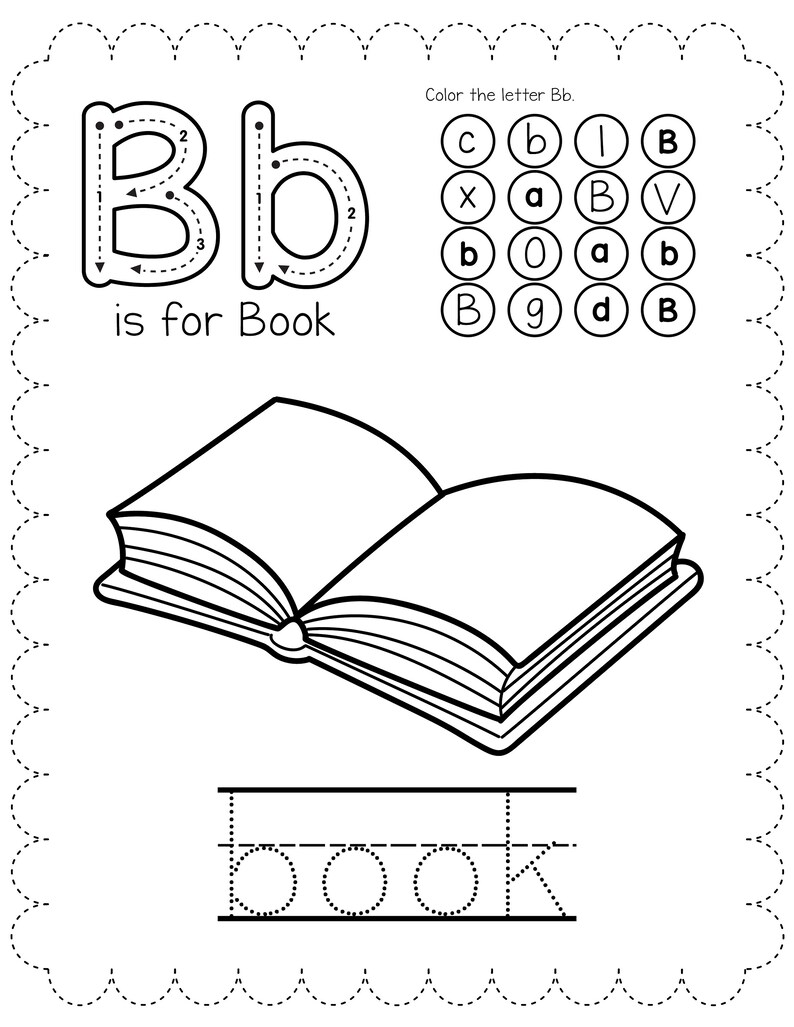 Back to School Alphabet Worksheets. Color the Picture. Look For, Trace ...