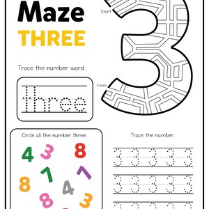 Maze of Numbers 0-10 Worksheet Bundle. Find, Trace, and Write the ...