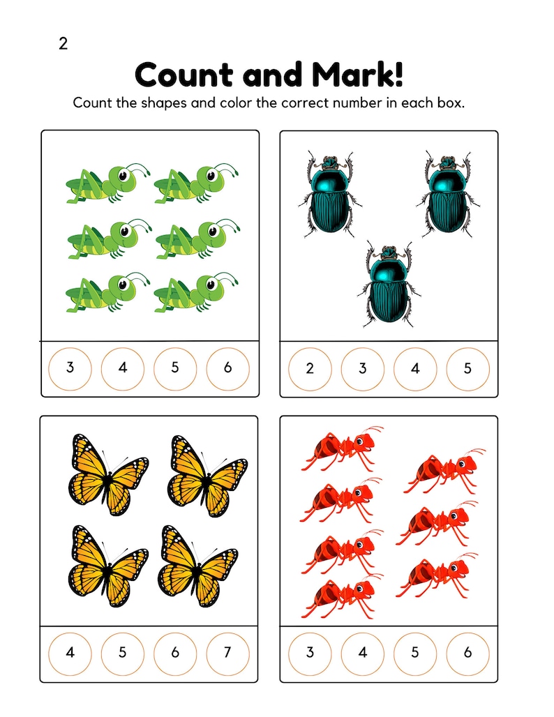Bug Theme Education Activities. Kindergarten Worksheets With Different ...
