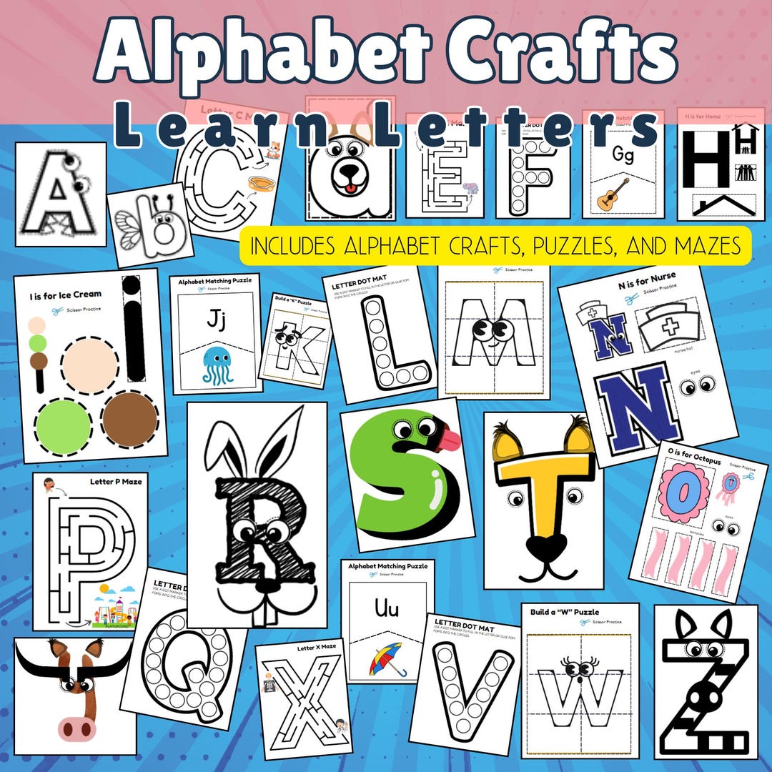A-Z Alphabet Crafts. Learn Letters + Letter Sounds. Alphabet Worksheets ...