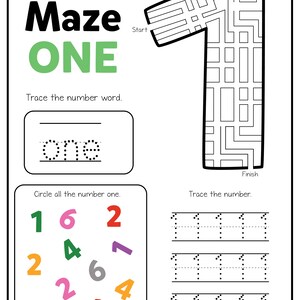 Maze of Numbers 0-10 Worksheet Bundle. Find, Trace, and Write the ...