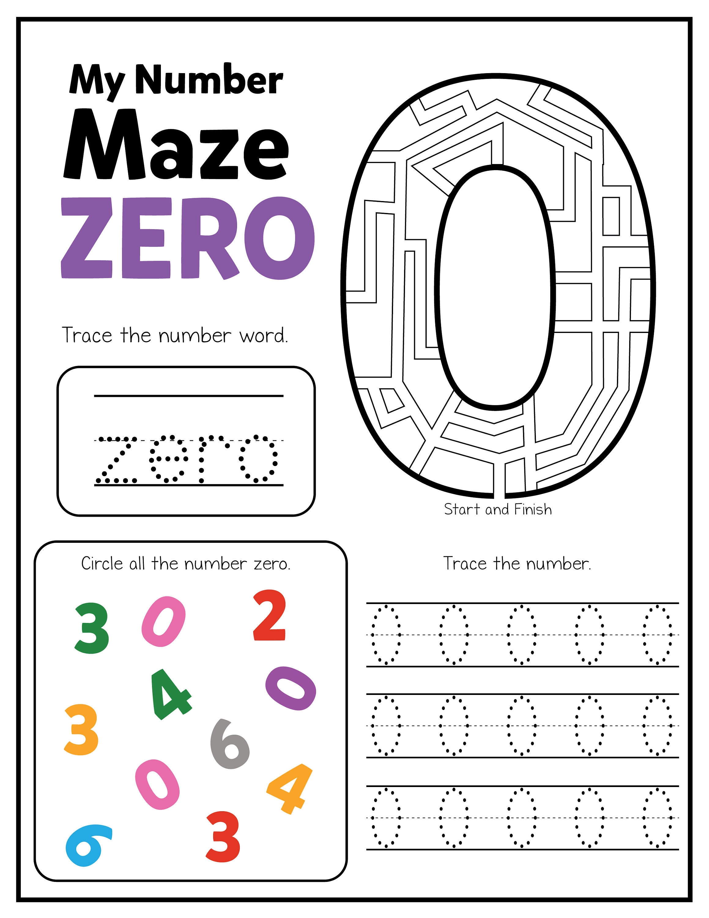Maze of Numbers 0-10 Worksheet Bundle. Find, Trace, and Write the ...