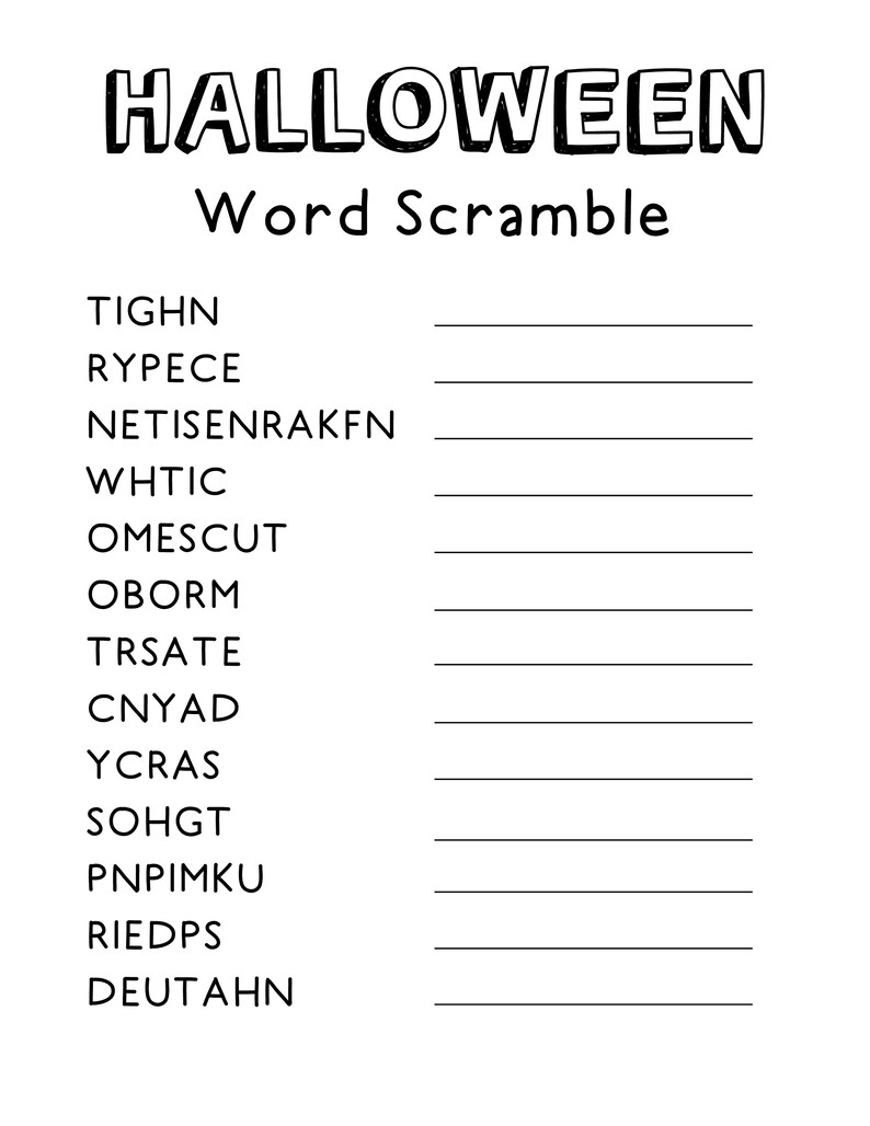 Halloween Worksheet Bundle. Word Scramble. Crossword Puzzle. - Etsy