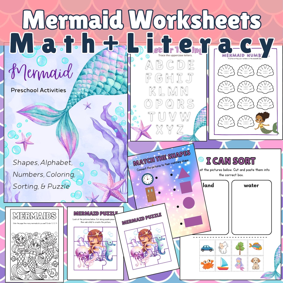 Mermaid Theme Worksheets and Activities for Toddlers and Preschoolers ...