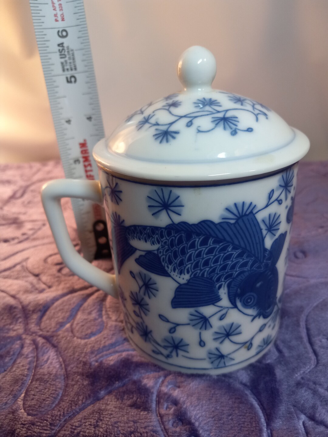 Koi Fish Tea Cup W/ Lid - Etsy